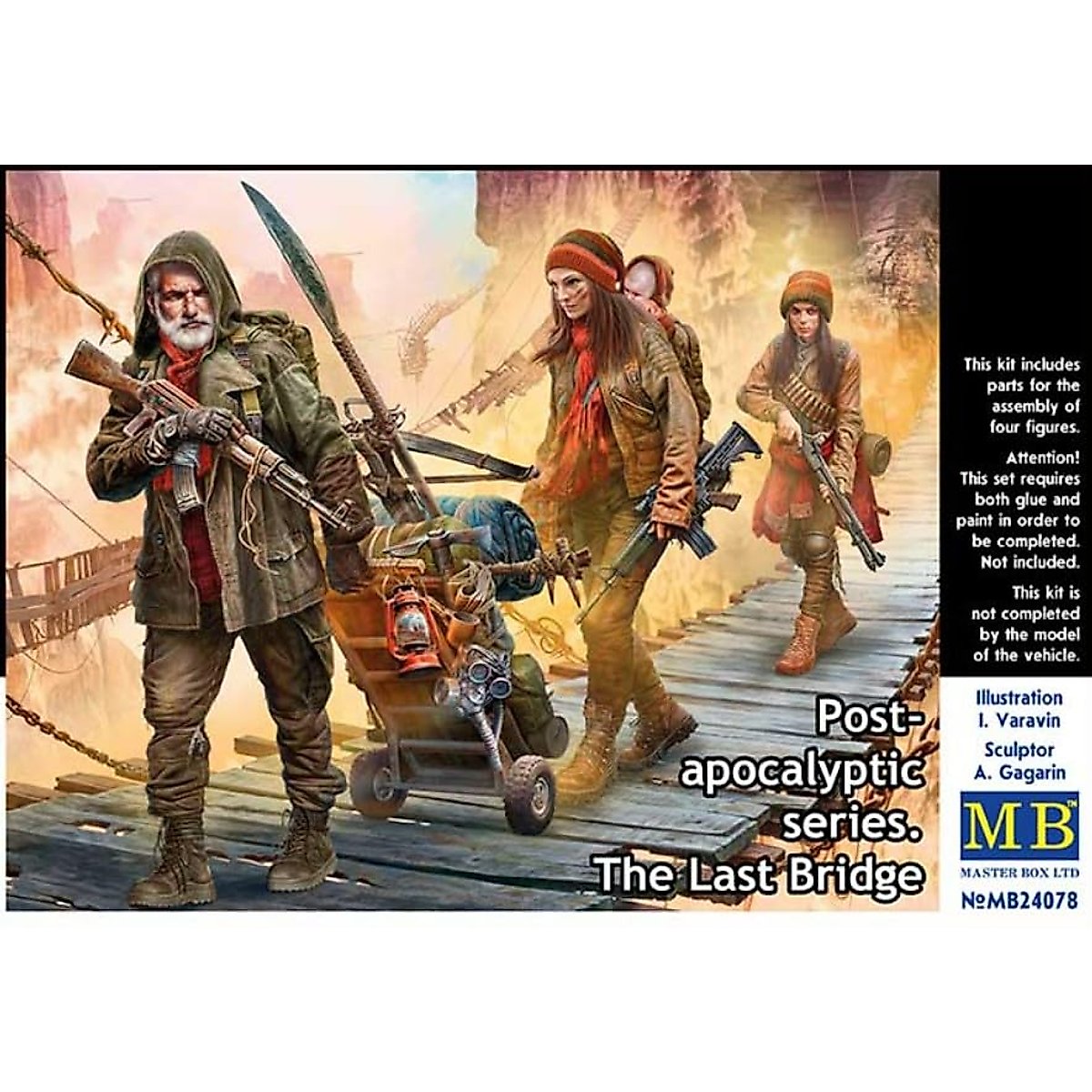 Master Box 24078-1/24 Scale - Pоst-Apocalyptic Series. The Last Bridge 3 Figures in kit