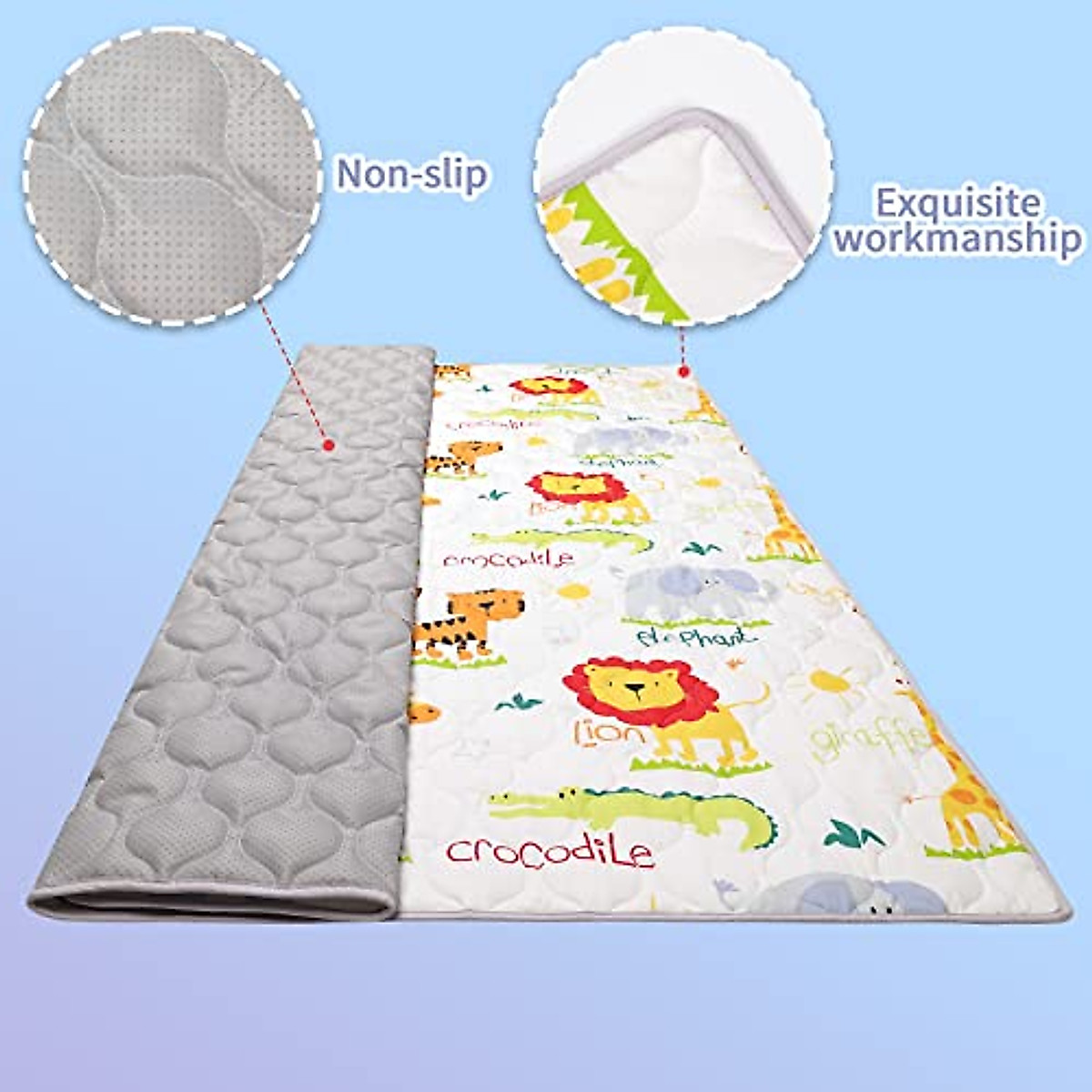 ChildLike Lion Baby Play Mat - Comfortable Non-Slip Tummy Time Mat for Floor Crawling, 71x59 Inch