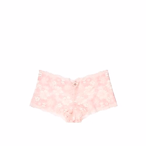 Victoria's Secret Lace Boyshort Panty, Shortie Underwear for Women, Body By Victoria Collection, Pink (XL)