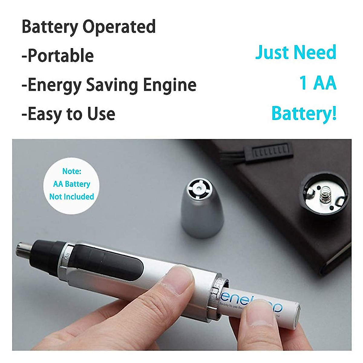 MICPANG Nose Hair Trimmer for Men and Women Ear and Nose Hair Clipper Professional Painless Eyebrow and Facial Hair Trimmer Battery-Operated with Washable Head