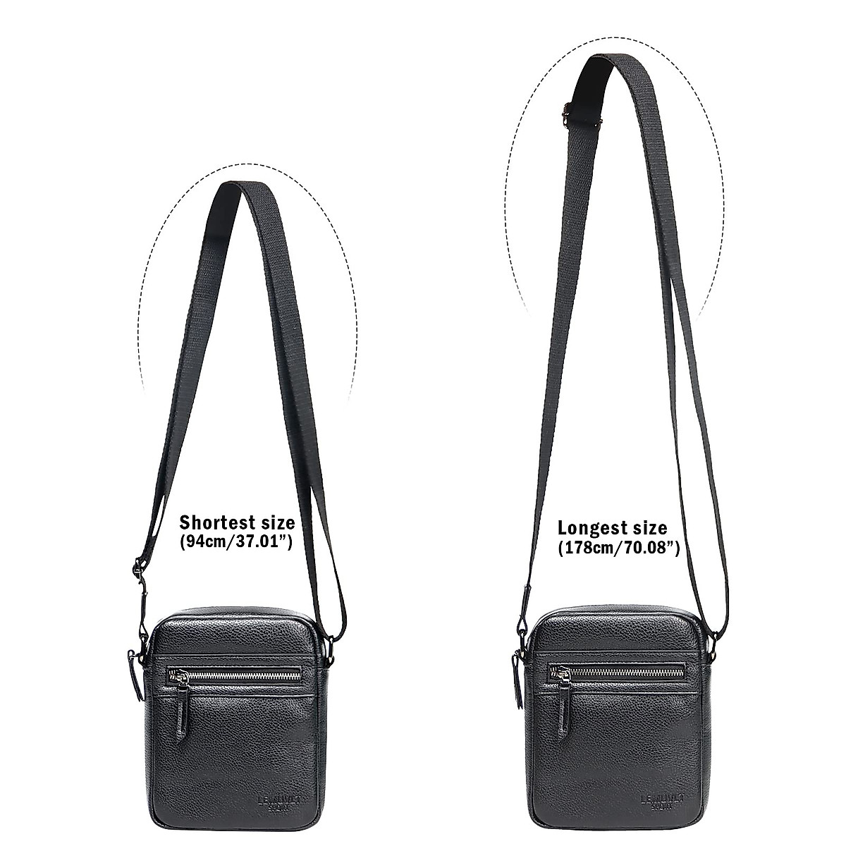 Lemuvlt Crossbody bag for men shoulder bag mens purse satchel leather messenger bag gift man M（Black）…