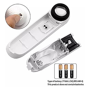Handheld 40x High Power Hand Held Magnifier Magnifying Glass with 2-LED Light (White )