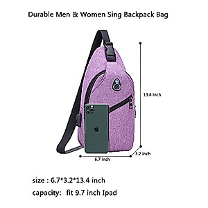 Crossbody Sling Backpack Sling Bag with USB Cable Travel Hiking Chest Bag Daypack for Women Men