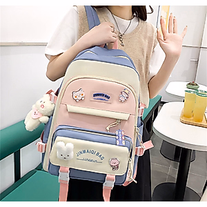5Pcs Accessories Backpack with Pin & Set Cute Backpack Kawaii Backpack School Bags for Teen Girl