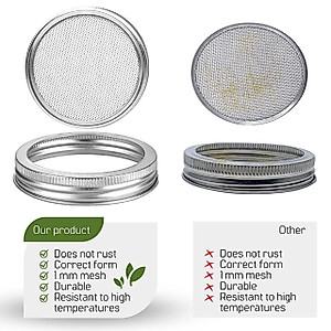 2PCS Stainless Steel Sprouting Lids – Regular Mouth Mason Jars Lids for Germination Kit Mason Jar Mesh Lids for Sprouts Grow Kit Sprouting Jar Lids for Growing Broccoli Alfalfa Mung Bean Sprouts