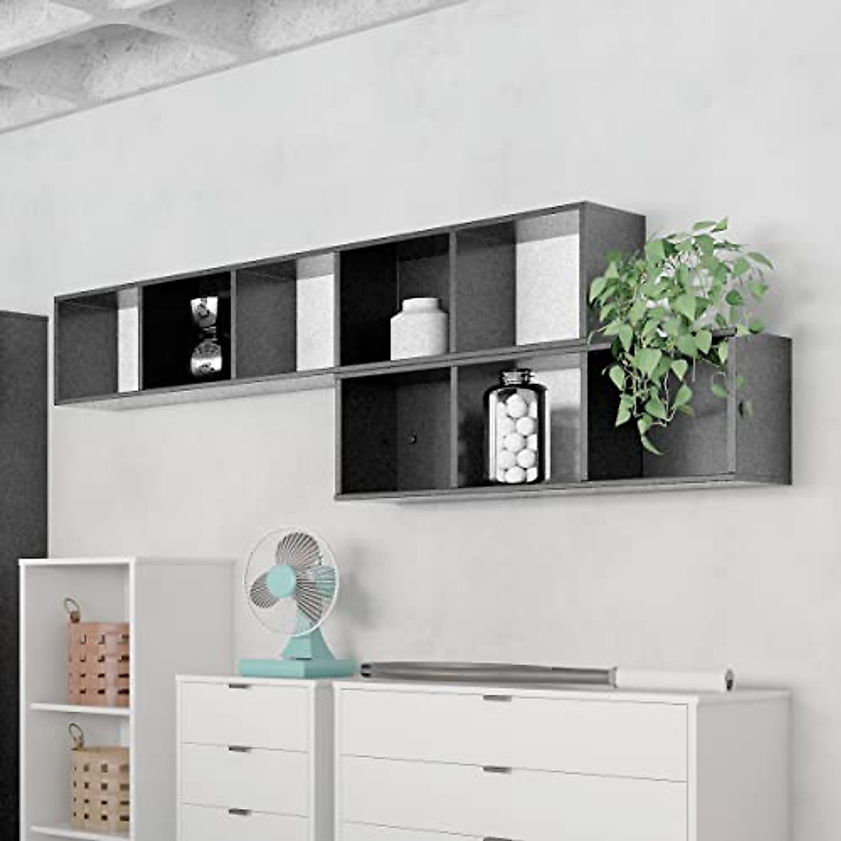 FALKK Furniture 5-Tier Shelf – Natural Wood Tall Bookshelf – Minimalist 5-Tier Bookshelf for Living Room, Office, Bedroom – Eco-Friendly Reforestation Wood Bookshelf (Black)