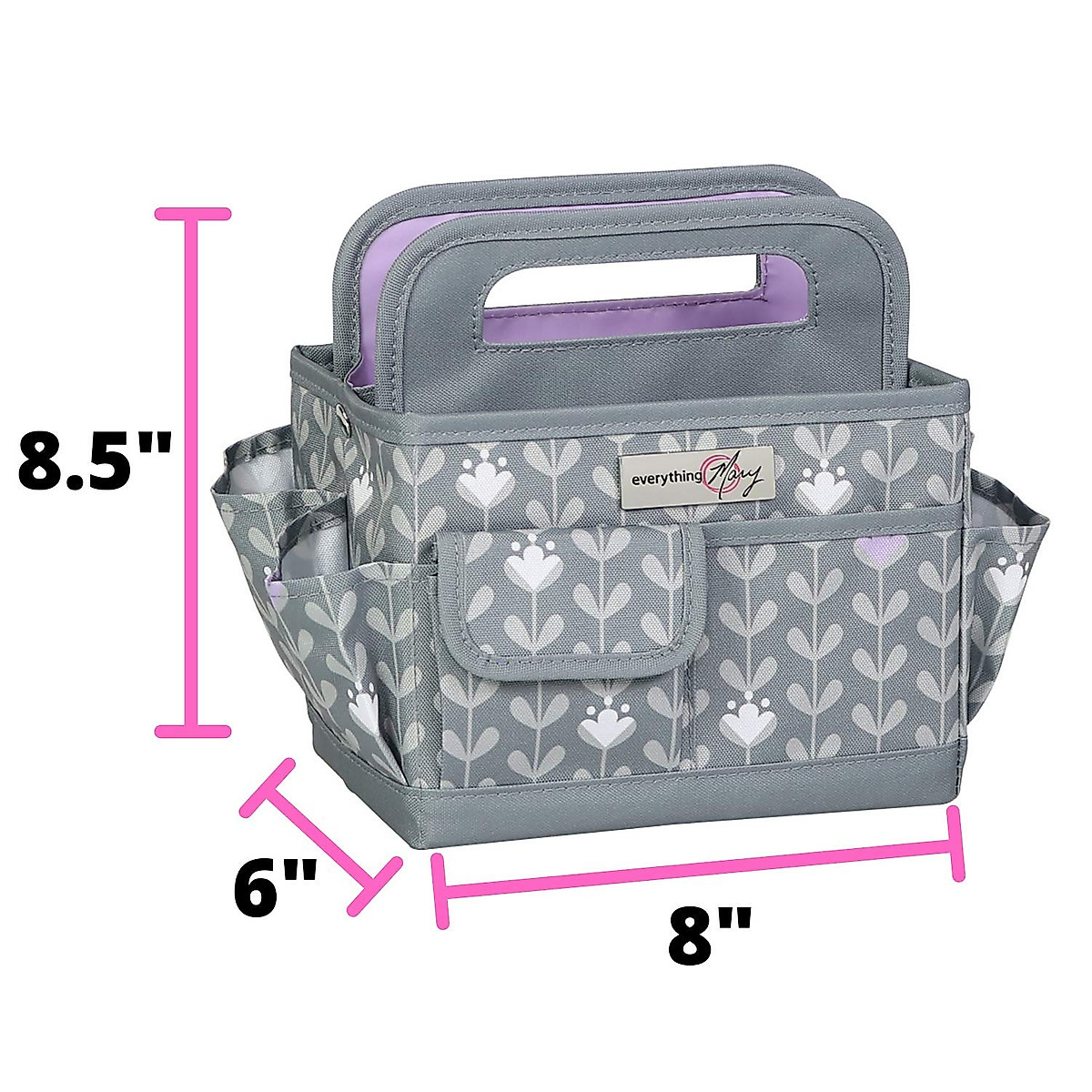 Everything Mary Collapsible Desktop Craft Organiser, Grey & White Leaf for Sewing, Scrapbooking, Paper Craft, and Art - EVM12831-1