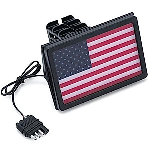 Kuryakyn 2893 Motorcycle Lighting Accessory: Freedom Flag LED Receiver Hitch Cover for 1-1/4" and 2" Hitches, Black