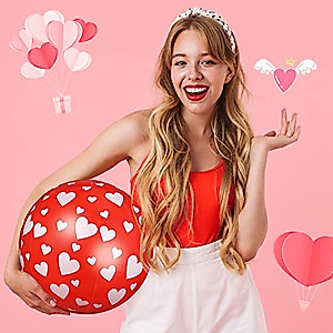 Jerify 9 Pieces Red Beach Ball 12 Inch Heart Beach Balls Pool Toys Inflatable PVC Ball Swimming Pool Balls Pool and Water Games Summer Beach Pool Party Supplies