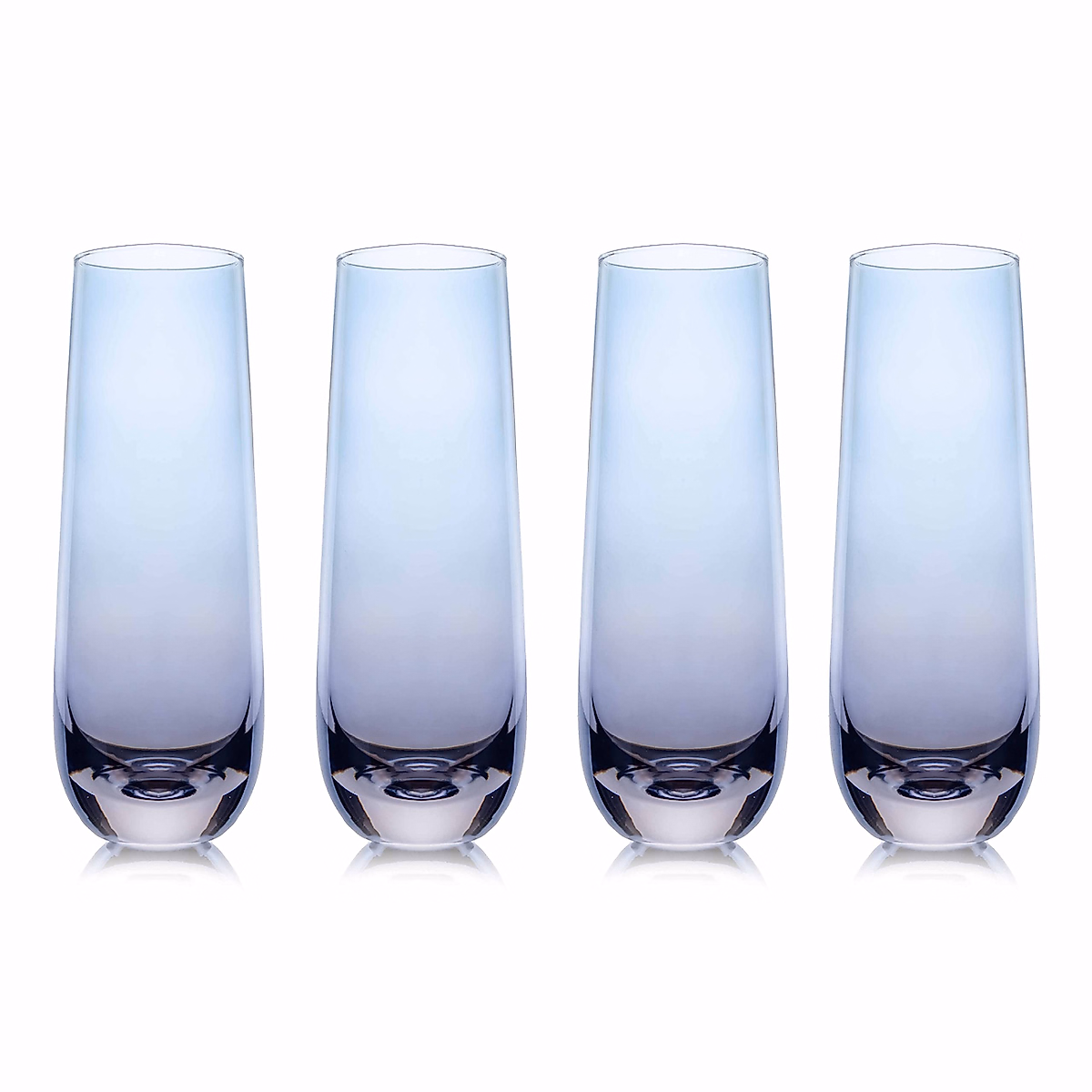 BETTR - Stemless Champagne Flute Glasses - Iridescent Blue/Indigo Bottomless Mimosa Glass - Cocktail/Wine Glassware - All-Purpose Drinkware Juice, liquor, Water Glasses with 10.5 FL oz (Set of 4)