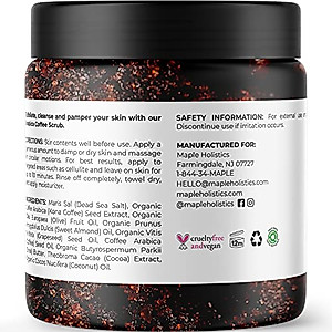 Arabica Coffee Scrub Body Exfoliator - Caffeine and Dead Sea Salt Scrub for Cellulite Back Face Legs Thighs Butt and Full Body Care Featuring Organic Body Oils and Moisturizers for Deep Exfoliation