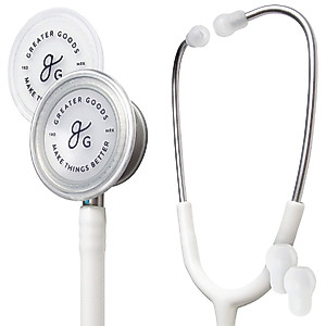 Greater Goods Premium Dual-Head Clinical Grade Stethoscope for Doctors, Nurses, Students, White