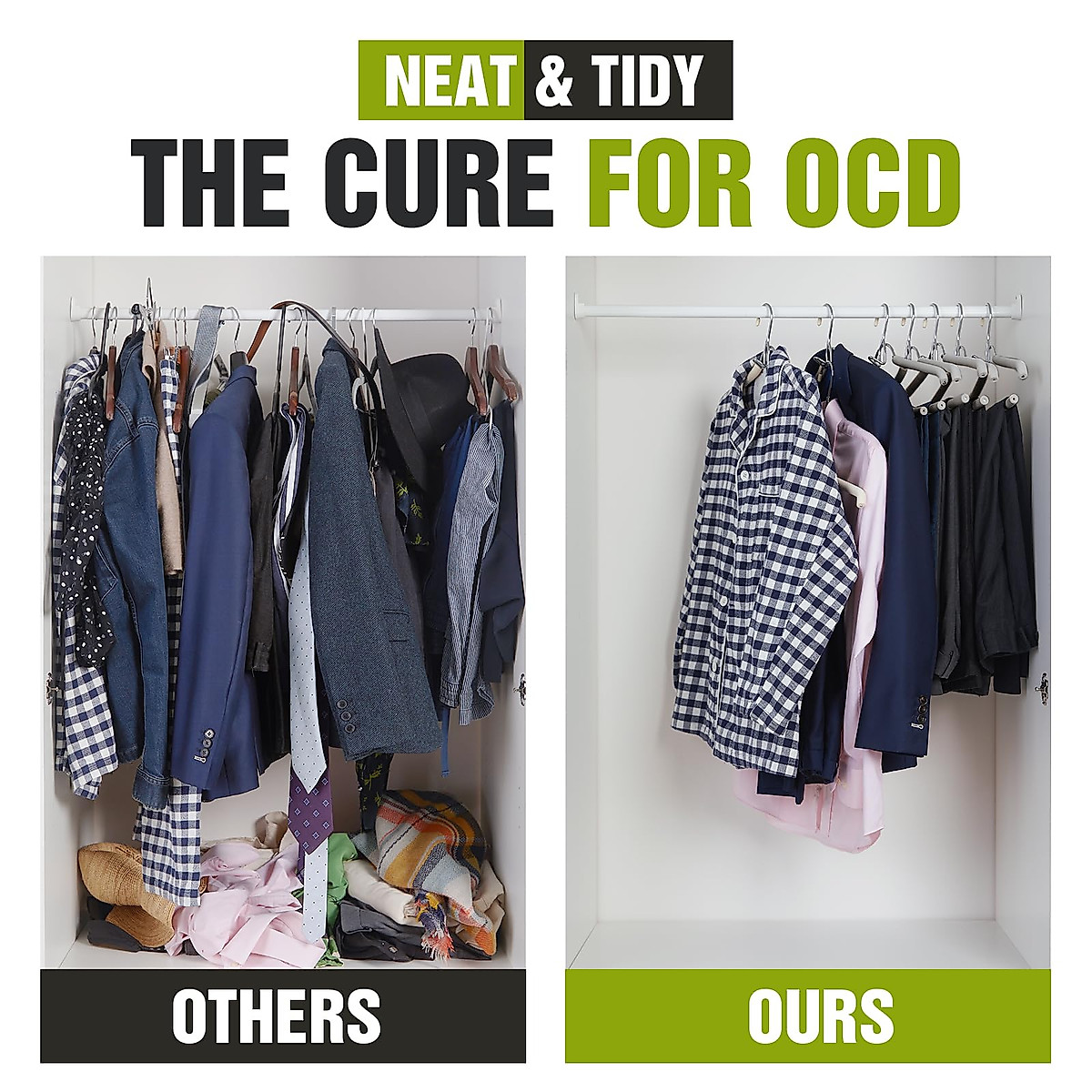 Spring Fever Foam Padded Clothes Hangers with Hooks - Sponge Non Slip Chrome Plating Heavy Duty Space Saving Open Ended for Women Men Pants Coat Green-Grey 5 Pack