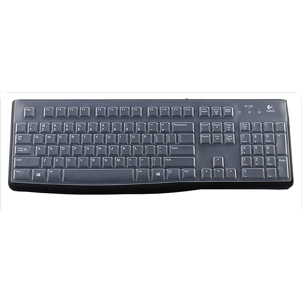 Ultra Thin Desktop PC Silicone Clear Keyboard Cover Skin Protector Compatible with Logitech K120 MK120 Keyboard (NOT Compatible for Other Desktop Keyboards) - Transparent