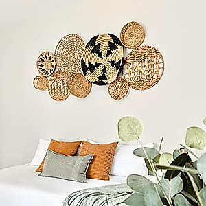 Artera Round Handwoven 3 Piece Wicker Baskets, Wall Basket Decor, Lamp Shade, Seagrass Decorative Baskets for Fruits and Decorative Collections in Kitchens and Living Areas. (Beige)