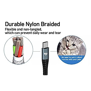 N-Products USB C to USB C Grey Braided Nylon Cable 60W Type C Fast Charging Cord [2-Pack, 6 ft]