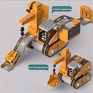 Kids Construction Toys Truck Set, Engineeering Vehicle Palyset, Crane Excavator Bulldozer Forklift, DIY Take Apart Toys with 4 Mini Cars for Age 3-8 Year Old Children, Christmas Birthday Gifts Boys