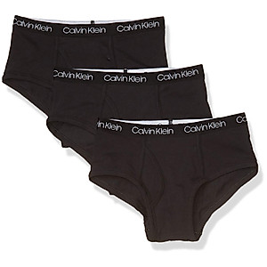 Calvin Klein Boys' Little Modern Cotton Assorted Briefs Underwear, 3 Pack, Black/Black/Black, X-Small