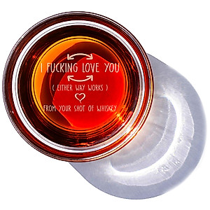 Lucy Engraving I F-king Love You Whiskey Glass Gifts for Husband - Engraved Birthday Gifts for Him on Rock Glass - Christmas Gifts for Boyfriend - 11 oz - Made in the USA