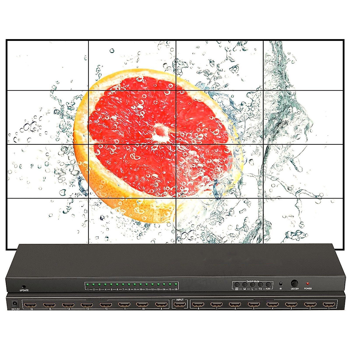24 Splicing Modes, Ultra High Definition Display, Extendable Screen Display Space with HD Multimedia Interface Video Wall Controller for Diverse Display Needs (US Plug)