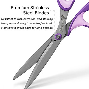 Ashton and Wright - Precision SG - Soft Grip Scissors for Office, Home, Kitchen, and Craft - 210mm / 8” - Steel Blades (Purple, Left Handed)