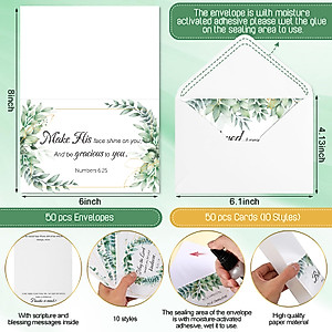 Affrolling 50 Pack Religious Christian Thank You Cards Bulk with Scripture and Envelopes Bible Verse Greeting Cards of Encouragement Inspirational Baptism Note Cards, 4 x 6 Inch(Leaf)