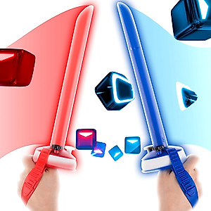 Hoolalas Dual Handles Grips Lightsabers for Oculus Quest 2 Controller Beat Saber Games Accessories Supernatural Jedi Training VR Workout