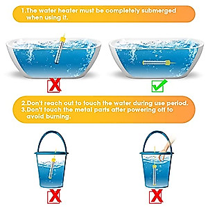 Portals Hardware Immersion Water Heater for Boiling Bath Water,Portable Electric 304 Stainless with Guard Cover -LCD Thermometer MotorhomeTub,Boiling 5 Gallon Bucket of in Minutes (Yellow)