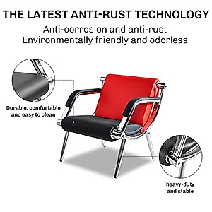 Bestmart INC Office Reception Sofa Set PU Leather Visitor Guest Sofa Executive Side Waiting Room Chair Set, one 3-Seat Sofa & Two 1-Seat Chair, Modern Red & Black