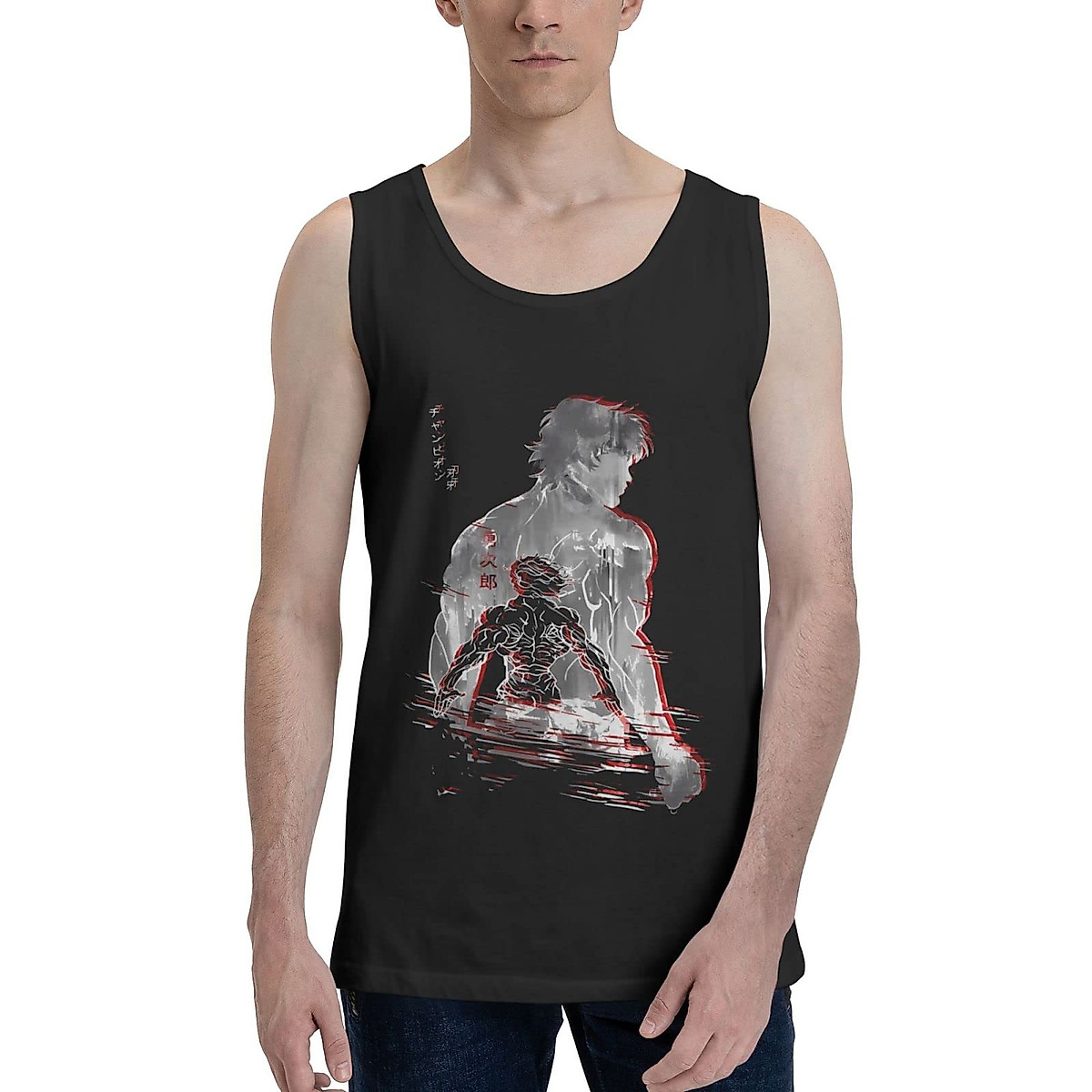 Anime Baki The Grappler Baki Hanma Tank Top Men's Summer Sleeveless Tee Casual Running Workout Sport Vest Black