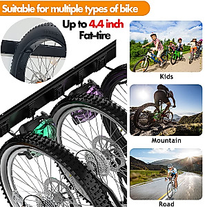 TORACK Bike Storage Rack, 6 Bike Racks & 5 Hooks for Garage, Wall Mount Vertical Bicycles Hanger for Home Space Saving, up to 600lbs, 64-inch