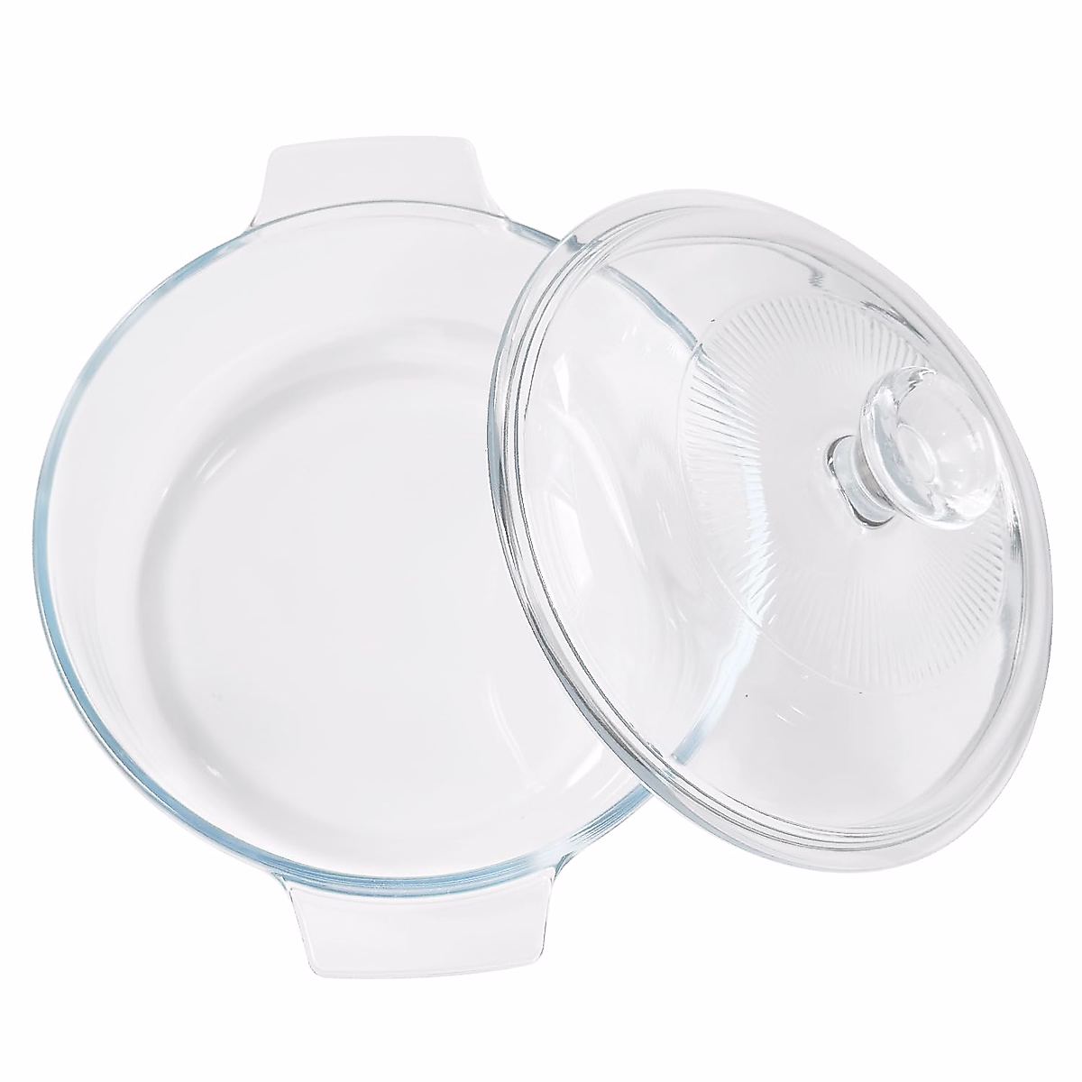 Small Tempered Glass Casserole Dish for Oven with Lid, Round Microwave Oven Baking Dish with Glass Lid, 0.8Qt