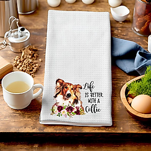 Life is Better with a Collie Waffle Microfiber Kitchen Tea Bar Towel Gift for Animal Dog Lover