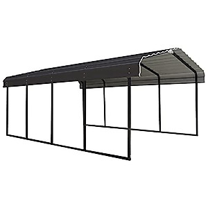 Arrow Sheds Amazon Exclusive 12' x 20' x 7' 29-Gauge Carport with Galvanized Steel Roof Panels and Enclosure Kit, Charcoal