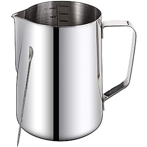 Nicunom 50oz Milk Frothing Pitcher, Stainless Steel Coffee Tools Cup Steaming Pitchers with Decorating Art Pen, Milk Coffee Cappuccino Latte Art Milk Jug Cup for Espresso Machines Latte Art