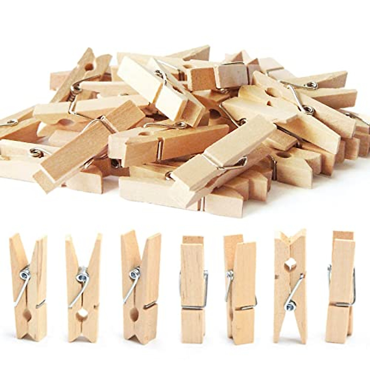 Mini Clothes Pins for Photo, Mini Clothespins, Wooden Small Clothes Pin, Tiny Decorative Clothespin for Little Baby Shower Photos Clips Pictures Crafts Display, Pack of 120