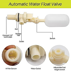 PAULOZYN Automatic Livestock Waterer Bowl Dog Water Dispenser Trough Kits Float valve control for Chicken Animal Goat horse Pig Cattle, with Brass Connector Adapter(Navy Blue)