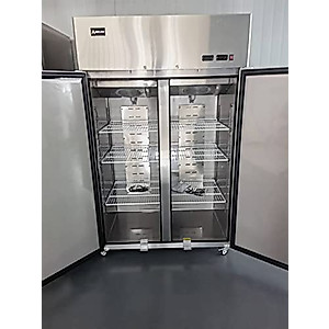 Aceland AR-48B NON-ETL 48'' W Commercial Refrigerator 2 door Stainless Reach in Solid door Upright Fan Cooling Cooler for Restaurant, Bar, Shop, Residential 36 Cu.ft, Silver