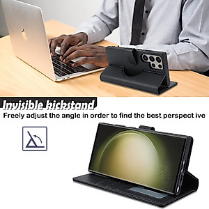 Ｈａｖａｙａ for Samsung Galaxy S23 Ultra Case Wallet magsafe Compatible Galaxy S23 Ultra Wallet case with Card Holder Detachable Magnetic flip Leather Cover for Men and Women-Black