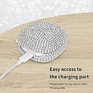 Case for Samsung Galaxy Buds 2 / Buds Live/Buds Pro/Buds 2 Pro, Filoto Cute TPU Earbuds Protective Case Cover with Shiny Disco Ball Keychain Accessories for Women Girls (Glittery Silver)