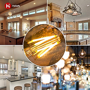 helloify A19 LED Filament Bulbs, 60W Equivalent, Edison Vintage Dimmable Energy Efficient Lamp for Pendant Wall Light Fixtures Office Bedroom Bathroom, E26 Base, 2700K Warm White Light, 6PCS