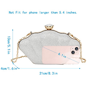 Women Mini Sequins Seashell Evening Clutch Chain Strap Cross-body Bag