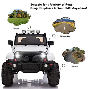 OTTARO Kids Electric Car Ride on Car Truck, Battery Kids Car w/Parent Remote Control, 12V Battery Powered Electric Car for Kids, 3 Speeds,Spring Suspension, MP3 Player (White)