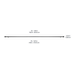 Amazon Basics 1-Inch Curtain Rod with Round Finials - 1-Pack, 72 to 144 Inch, Black