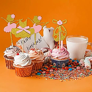yueton 30PCS Cute Ballet Girl Ballet Dancer Tutu Ballet Slippers Cupcake Toppers Cake Toppers Sweet Glitter Cake Decorations for Baby Shower, Birthday, Wedding, Bridal Shower, Party, Christmas, etc
