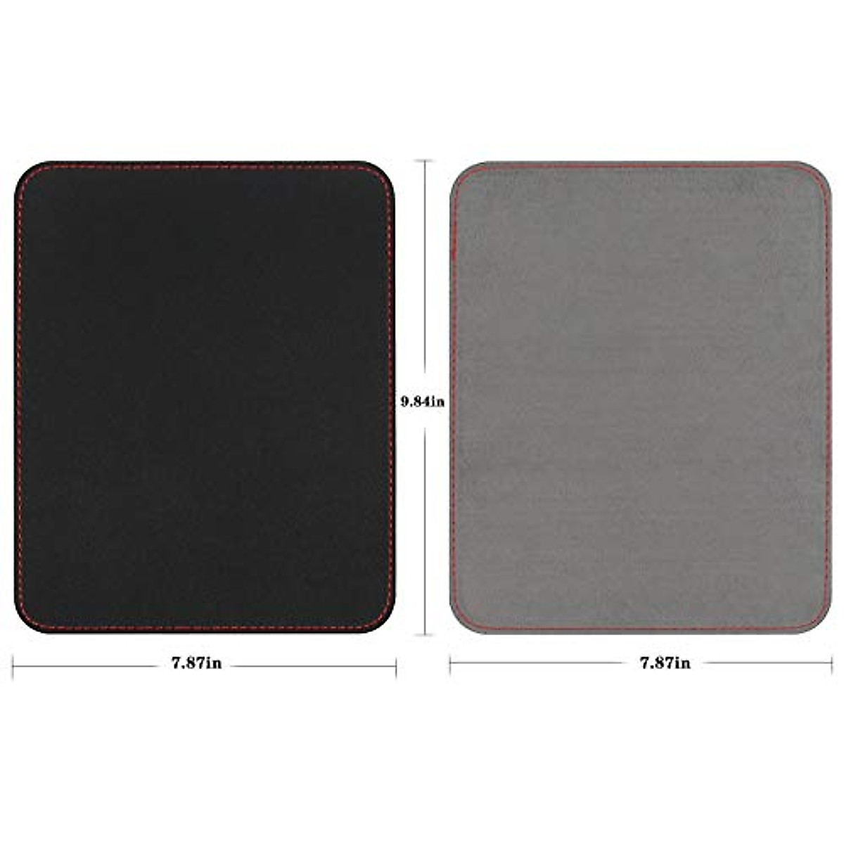 YSAGi 2 Pack Mouse Pads, Ultra Thin Waterproof PVC Leather Mouse Pad,Stitched Edges,Works for Computers, Laptop,All Types of Mouse pad, Office/Home(7.87''×9.84'',2 Pack, Black)