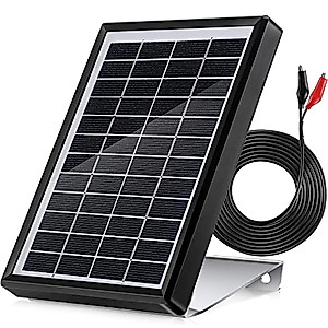 Solar Panel Deer Feeder Battery Charger 6V 3.5W, Waterproof Solar Panel Battery Charger with Aluminum Mounting Bracket and Alligator Clip Solar Panel Trickle Charger for Deer Feeder Outdoor Hunting