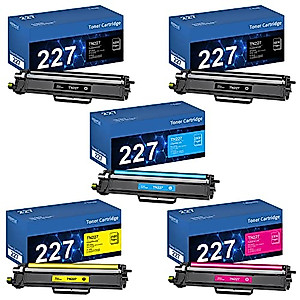 TN227 TN-227BK/C/M/Y High Yield Compatible Toner Cartridge Replacement for Brother TN227 TN 227 TN223 Compatible with MFC-L3770CDW MFC-L3750CDW MFC-L3710CDW HL-L3270CDW HL-L3210CW Printer, 5 Pack