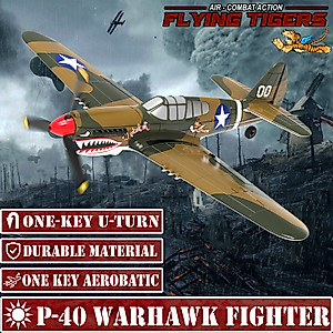 LEAMBE RC Plane 4 Channel Remote Control Airplane - Ready to Fly P-40 Warhawk RC Airplane for Beginners Adult with Xpilot Stabilization System & One Key Aerobatic