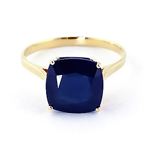 Galaxy Gold GG 14K Solid Yellow Gold Ring Natural Cushion 4.83 Carat Sapphire (9.0)